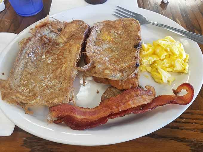 French toast and bacon proving that sometimes the simplest combinations create the most memorable morning symphonies.