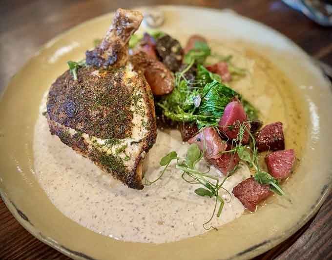 This airline chicken breast looks nothing like anything you'd get at 30,000 feet, thankfully, and tastes even better than it looks.