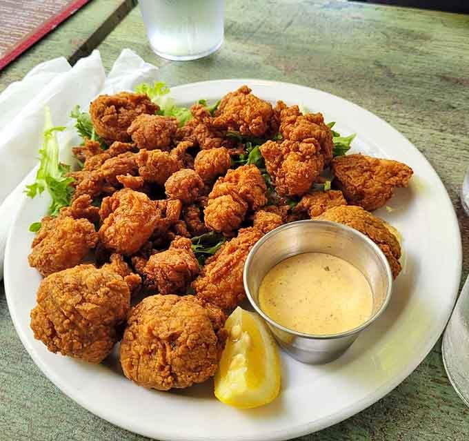 A golden-fried seafood platter that proves sometimes the best things in life come with a side of remoulade.