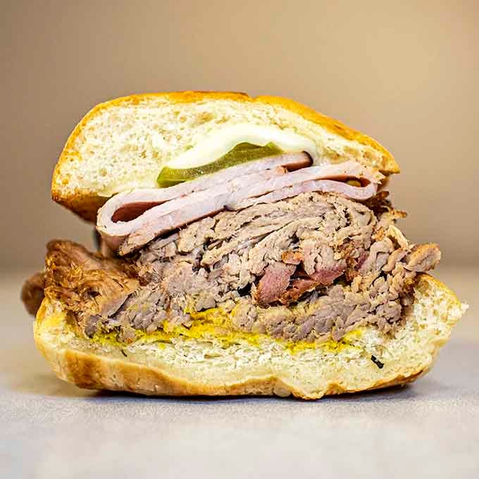 The Cuban: where pork meets pork meets pickles in the most beautiful pressed sandwich romance ever.