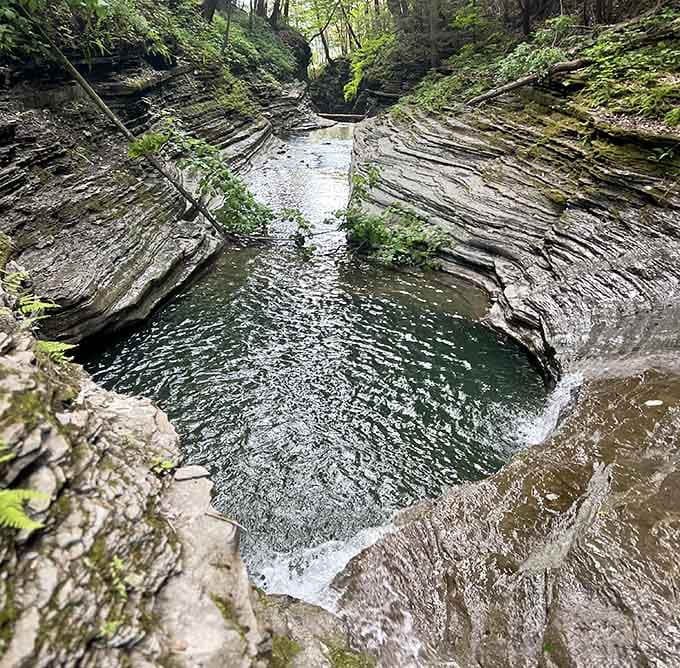 This natural swimming hole carved into bedrock looks like something from a fantasy novel, minus the dragons.
