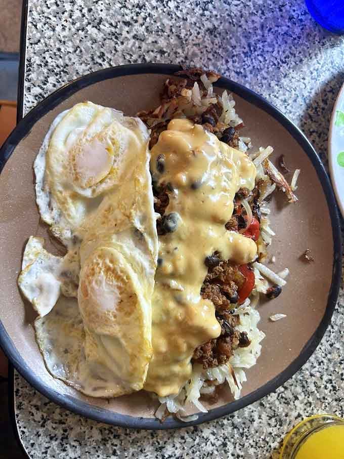 That chorizo hash topped with hollandaise is basically breakfast's answer to winning the lottery, only tastier.