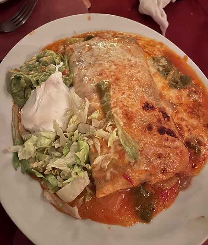 The Casa Vega burrito arrives like a warm, delicious hug wrapped in a tortilla that knows its purpose.