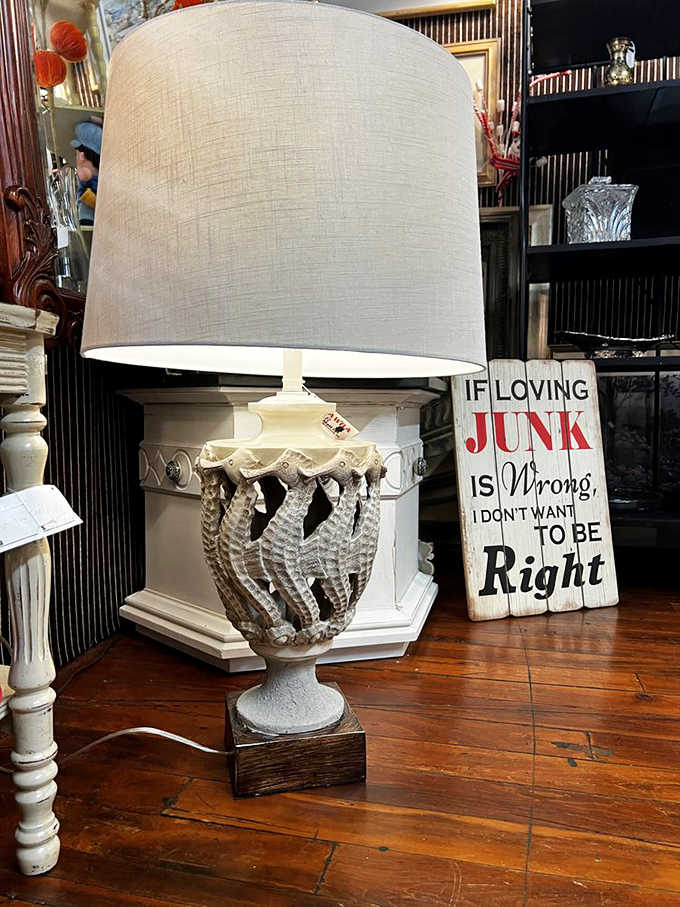 This ornate lamp proves that sometimes loving junk isn't wrong at all, especially when it's this gloriously quirky.