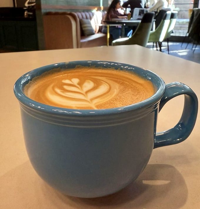 That latte art is almost too pretty to drink, though let's be honest, you're definitely going to drink it.