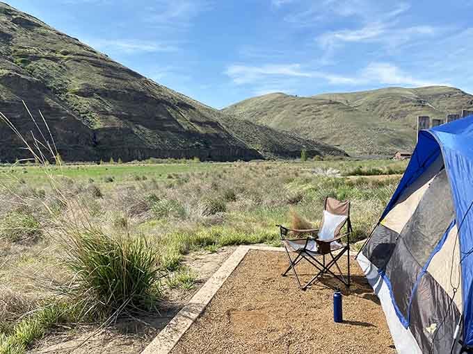 Your campsite comes with a view that costs absolutely nothing but means absolutely everything to you.
