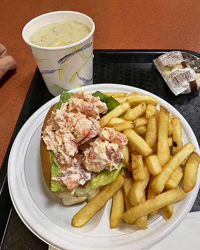 Chunks of lobster meat piled high enough to require architectural support and possibly a permit.