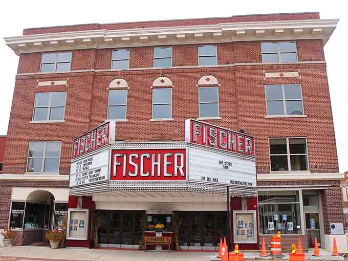 The Fischer Theatre proves that entertainment venues used to be built like they meant something, marquee and all.