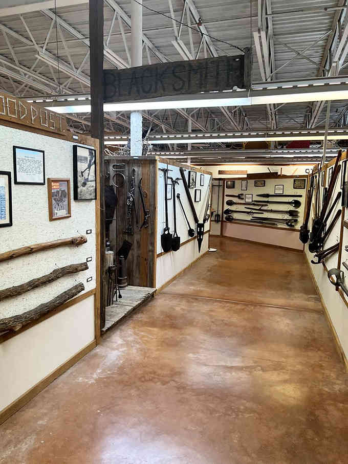 This blacksmith sculpture made entirely from barbed wire proves Texans can turn anything into art, even fence supplies.