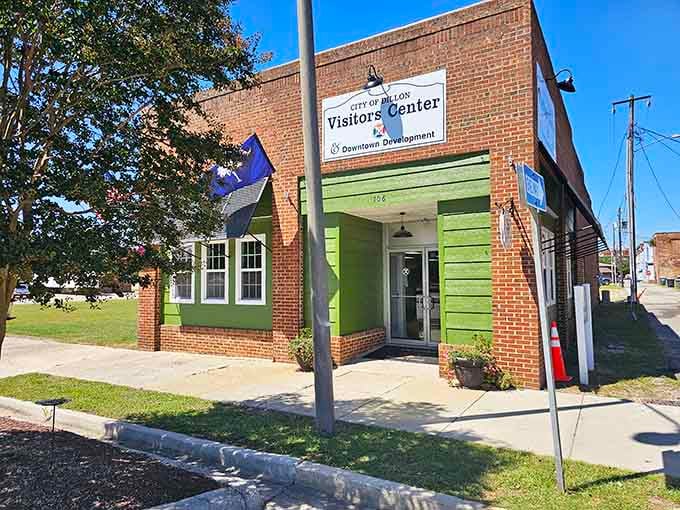The Visitor's Center welcomes you with that cheerful green trim that says "come on in, we're friendly here."