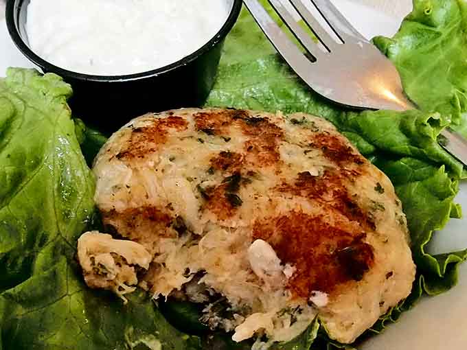 This golden crab cake could make a Chesapeake Bay waterman weep tears of joy into his coffee.