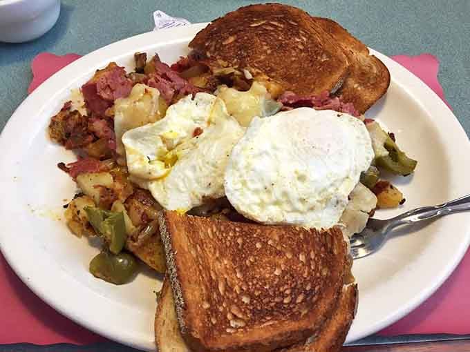 Corned beef hash with eggs and toast is the kind of hearty plate that makes mornings worth waking up for.