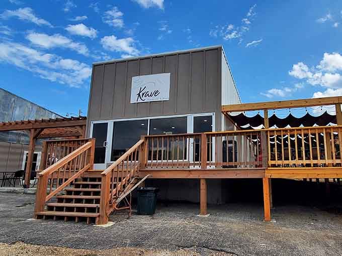 Krave's outdoor deck offers the kind of relaxed dining atmosphere that makes you forget what day it is.