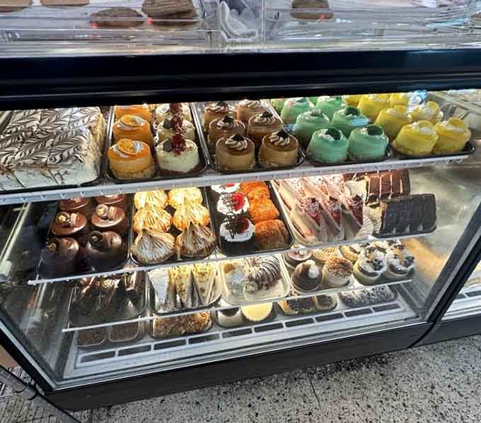 The dessert case displays more colorful temptations than a candy store, each one begging to be your sweet ending.