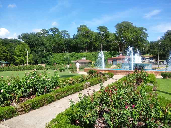 Fountains, rose gardens, and manicured lawns prove that public spaces can still be genuinely beautiful.