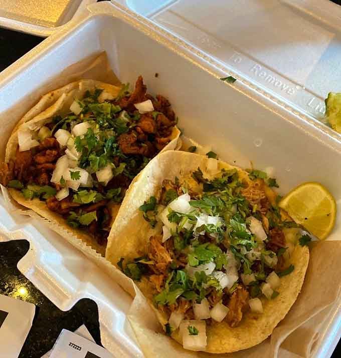 Authentic tacos topped with fresh cilantro and onions, bringing serious street food vibes to suburban Minnesota.