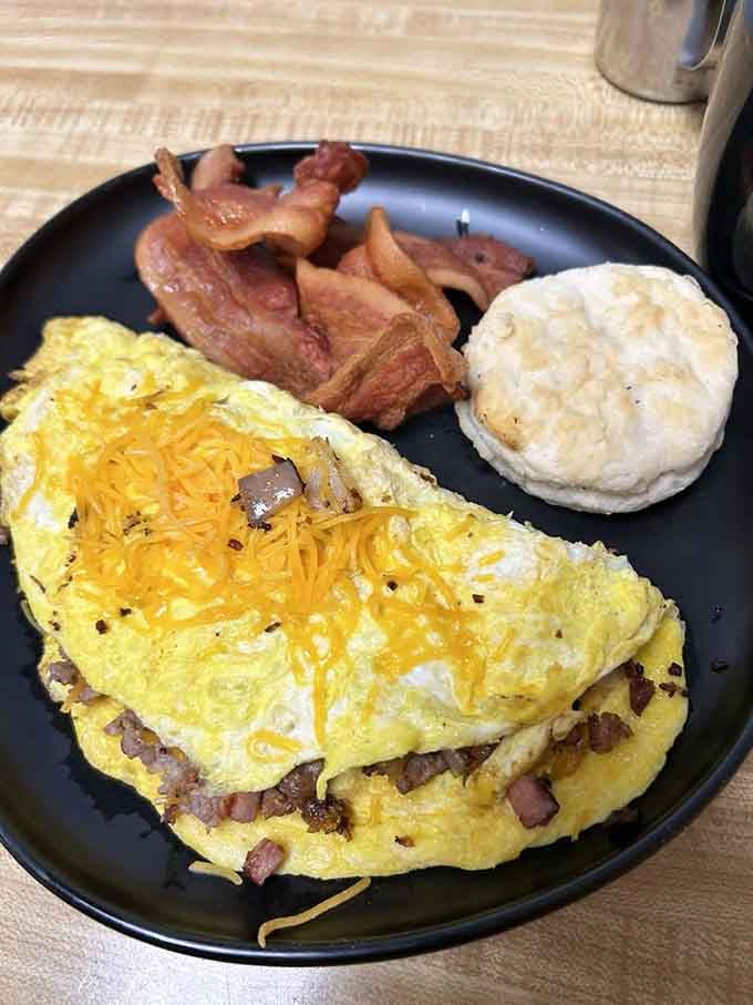 Fluffy pancakes dusted with powdered sugar prove that simple done right beats fancy done wrong every single time.