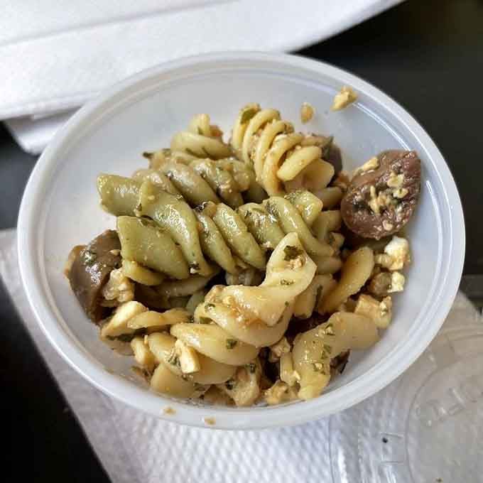 Sometimes the best pasta salad is the one you didn't expect to find at a firehouse coffee shop.