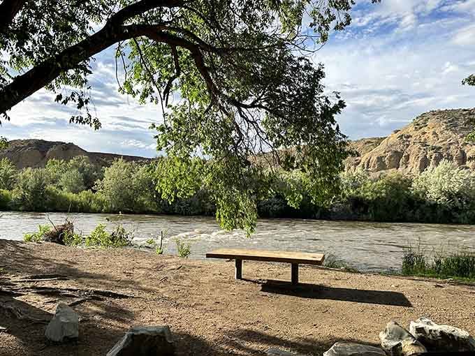 The Arkansas River flows peacefully here, offering a natural respite between your antique shopping marathons and credit card recoveries.