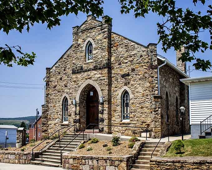 Stone churches in mountain towns hit different, especially when they've been standing longer than your family tree.