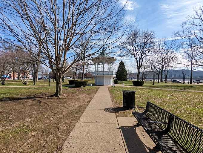 City Park's gazebo overlooks the Ohio River, offering views that have soothed souls for over two centuries.