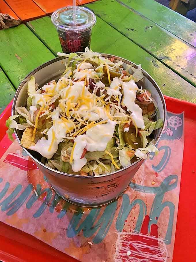 When nachos come piled this high, you'll need a strategy and possibly a designated eating partner.