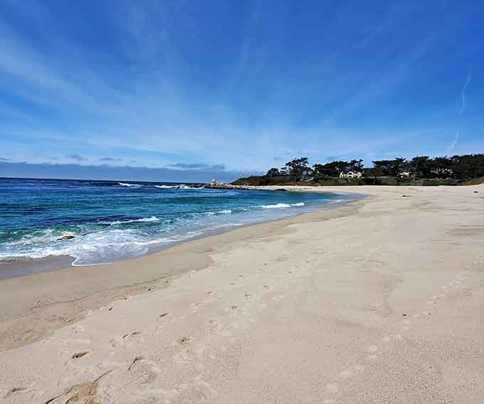 Miles of untouched shoreline stretching beneath blue skies, the kind of view that makes traffic jams worthwhile.