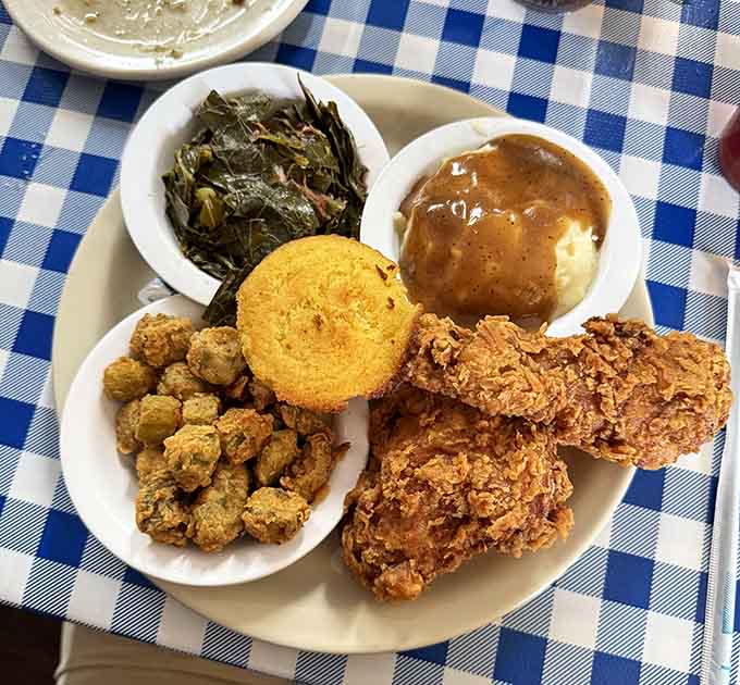 Golden fried chicken with all the fixings, because sometimes you need lunch that feels like a warm hug.