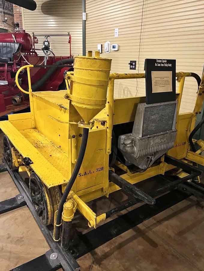 This bright yellow railroad motor car proves that maintenance equipment can have serious personality and style.