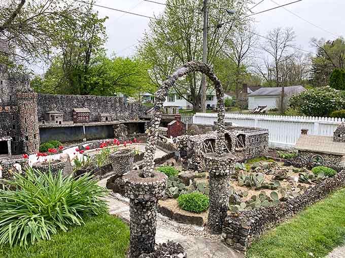Stone archways frame the garden like nature's own picture frames, each angle more photogenic than the last for your camera roll.