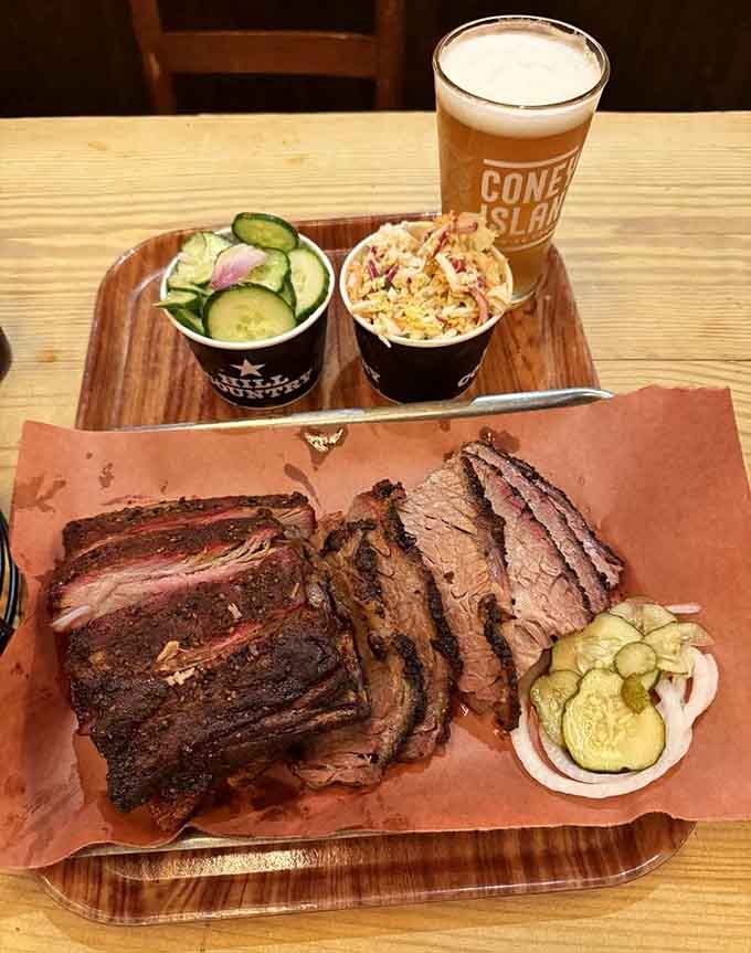 Spare ribs and brisket together create the kind of plate that makes vegetarians question their life choices momentarily.