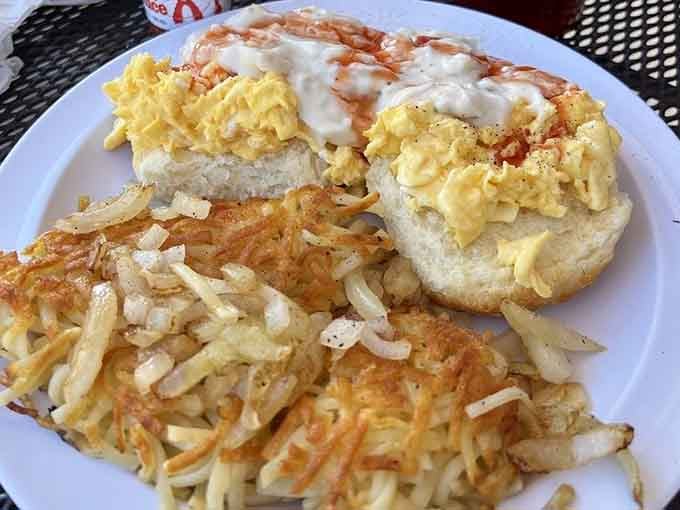 Fluffy scrambled eggs, golden hash browns, and those legendary biscuits make mornings worth celebrating again.