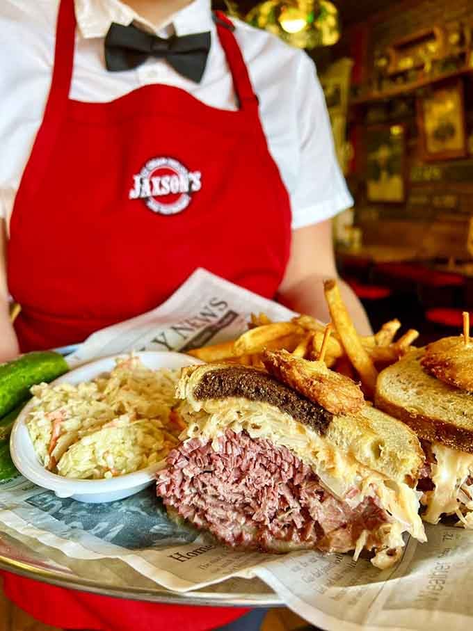 That Reuben is stacked so high it makes skyscrapers jealous, and tastes infinitely better than concrete.