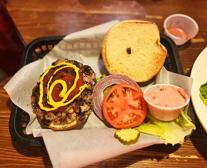 The turkey burger comes dressed to impress, proving that poultry deserves respect in the burger world too.