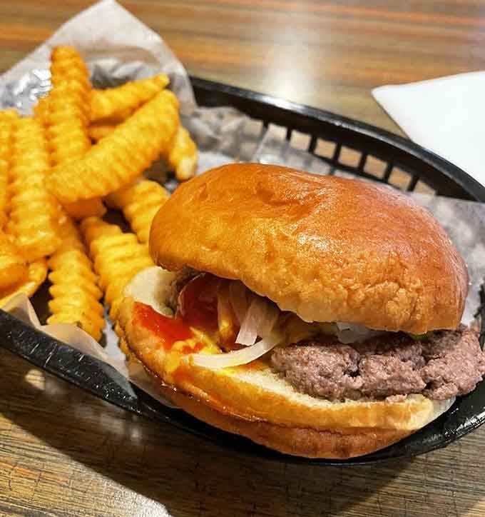 The Regular Burger with crinkle fries proves that sometimes the simplest combinations are the most soul-satisfying and delicious.