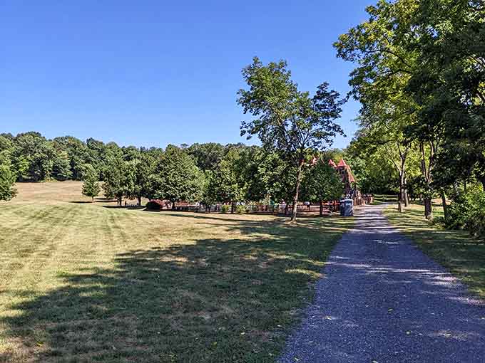 The walking paths wind through greenery that makes you forget you're minutes from civilization, not Camelot.