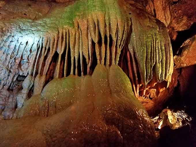 Flowstone cascades frozen in time, proving that patience really does create the most spectacular results imaginable.