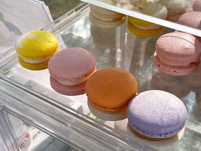 A rainbow of macarons waiting to make your taste buds sing in perfect harmony.