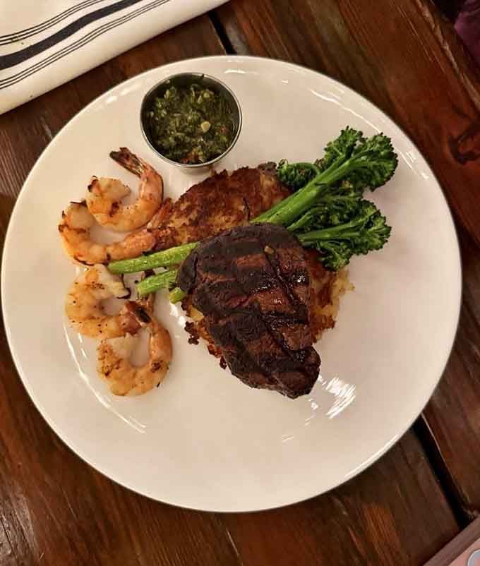 When your filet comes with perfectly grilled shrimp, you realize choosing between surf and turf is overrated anyway.