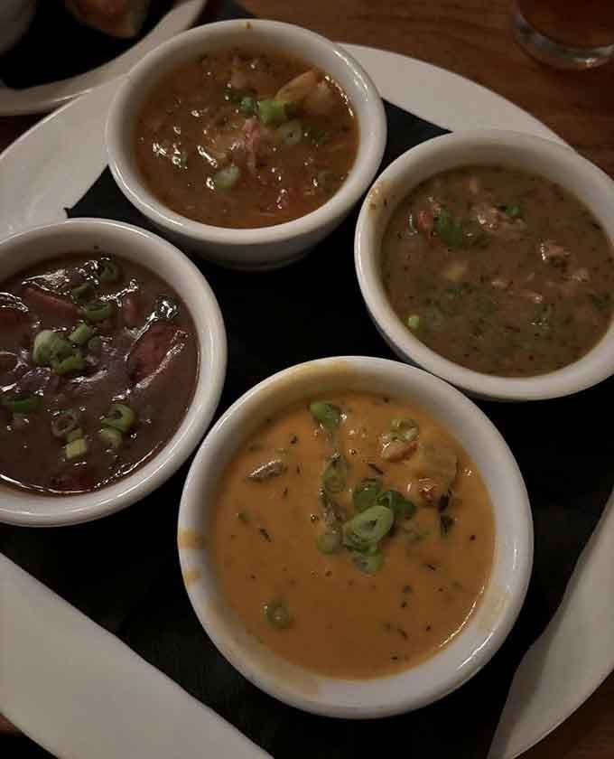 Four bowls of gumbo means you can taste test like a professional food critic, minus the fancy vocabulary.
