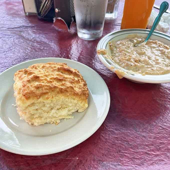 That golden biscuit and creamy gravy combo proves some relationships are simply meant to be together forever.