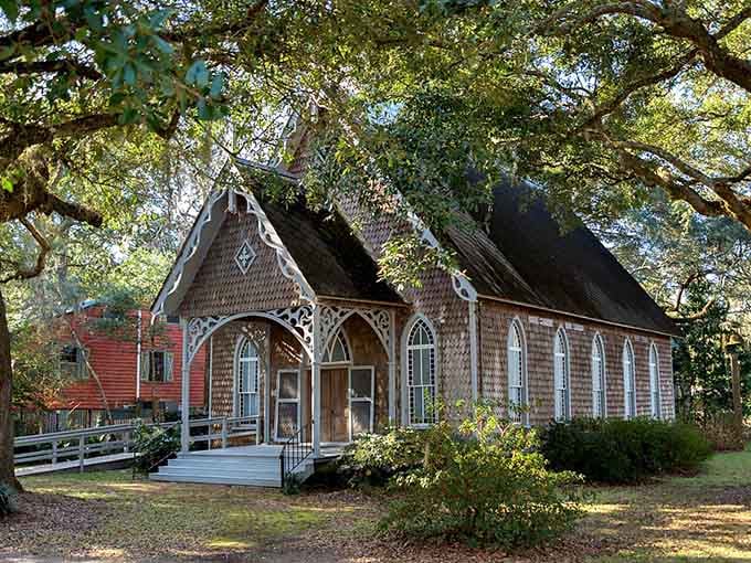 This historic chapel's Gothic Revival details prove that small-town churches can have serious architectural game going on.