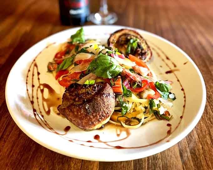 Chicken rollatini arrives looking like it graduated summa cum laude from culinary school with honors.