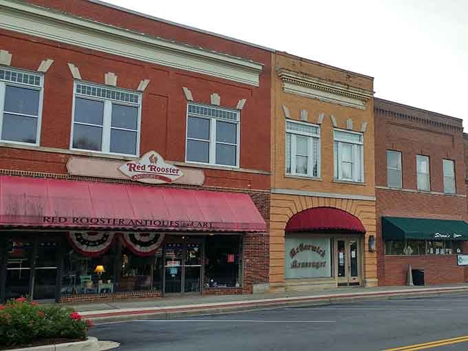 Red Rooster Antiques beckons treasure hunters with promises of forgotten gems waiting to be rediscovered inside.