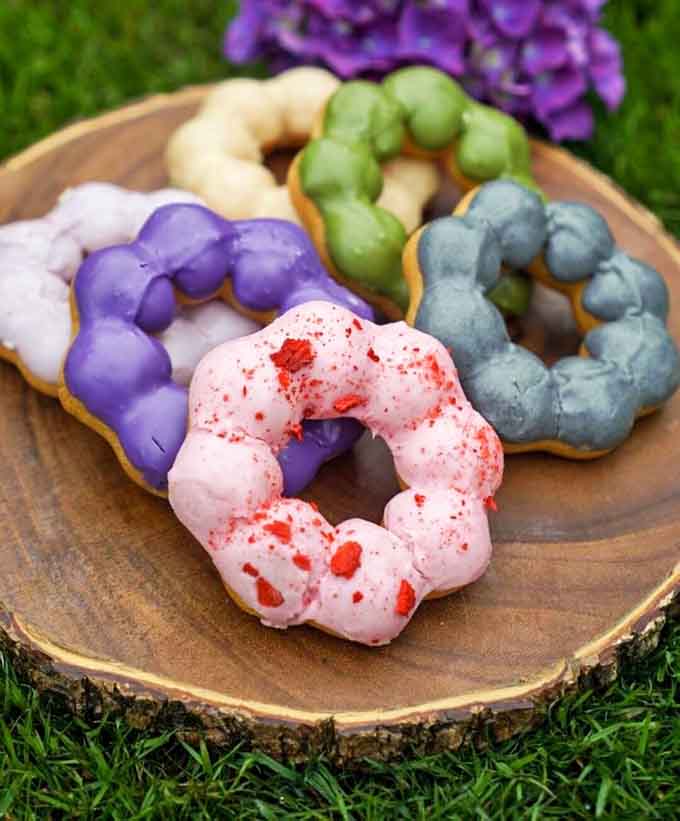 Mochi donuts in technicolor glory, because regular donuts apparently weren't chewy and delightful enough for some brilliant minds.