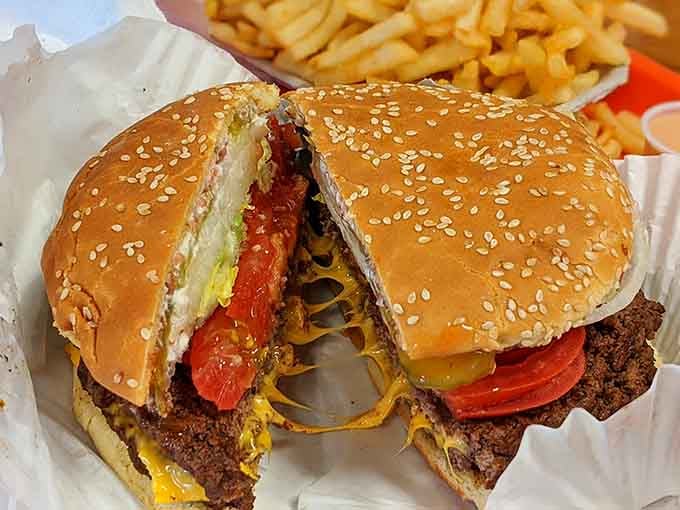 When your burger requires a hand for scale, you know you've entered the big leagues.