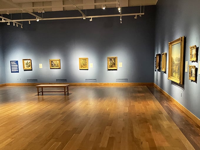 Polished floors and perfectly spaced benches invite contemplation, not the rushed museum shuffle we've all endured.