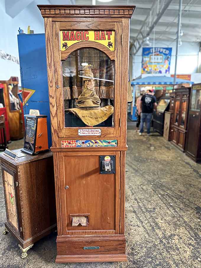 This Magic Hat machine promises wonder and whimsy, delivering both with charming mechanical precision and vintage flair.