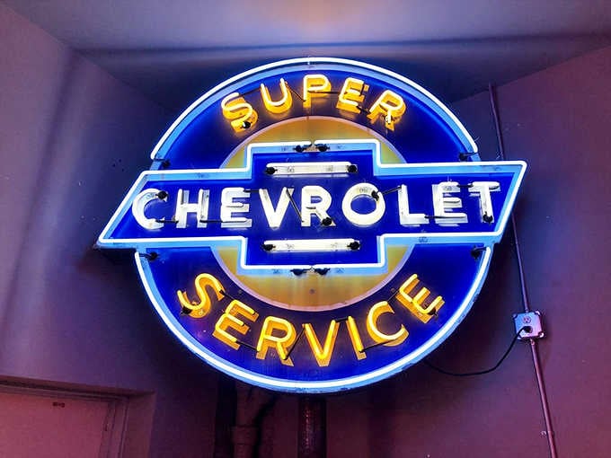 Super Chevrolet Service promised automotive excellence in brilliant blue, back when cars had personality and chrome ruled supreme.