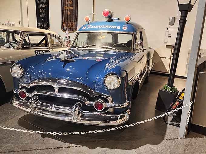 This blue ambulance saved lives in style, proving even emergency vehicles deserved Packard quality.